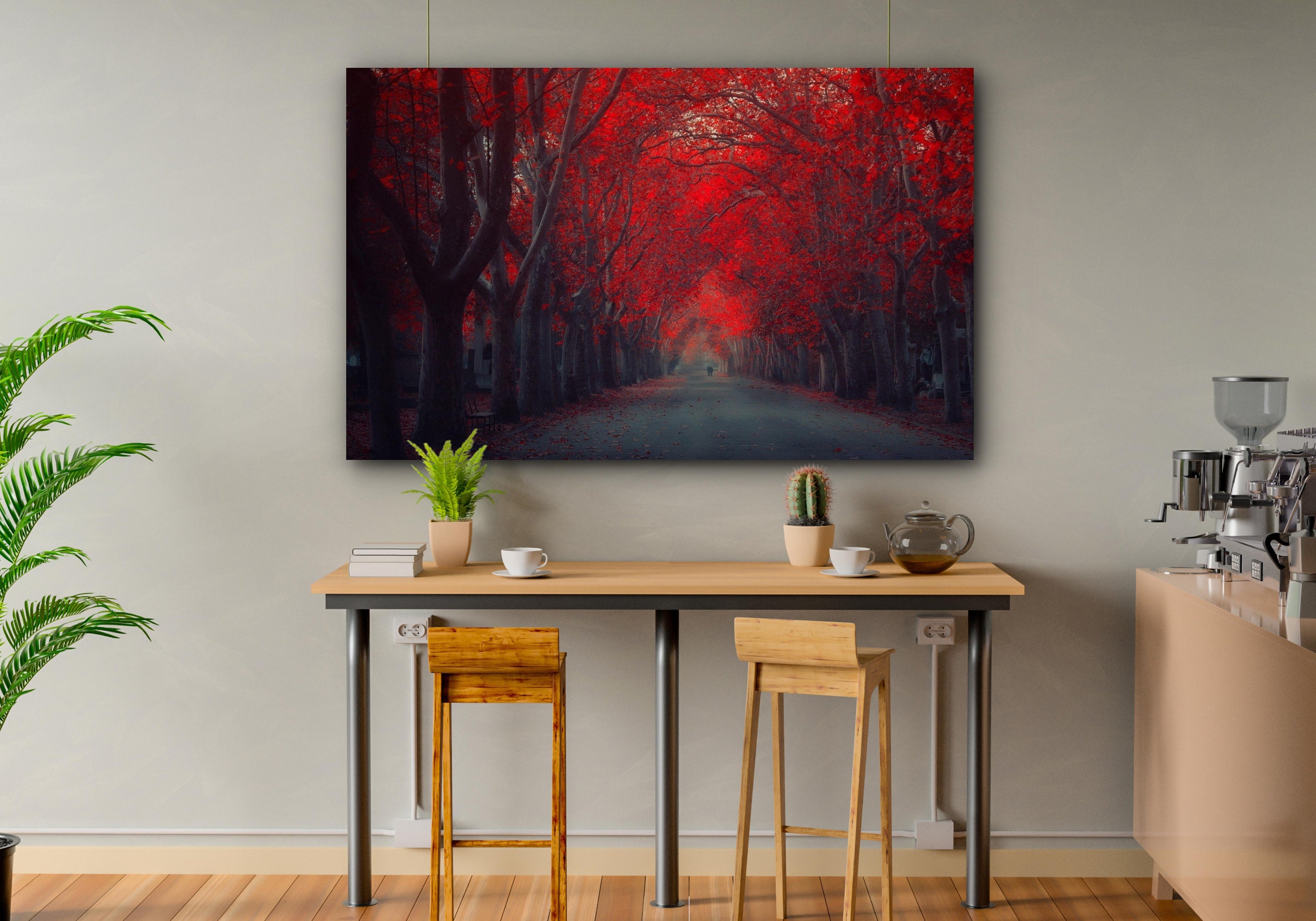 Landscape (red Forest) Canvas Painting, Landscape (red Forest) Canvas ...