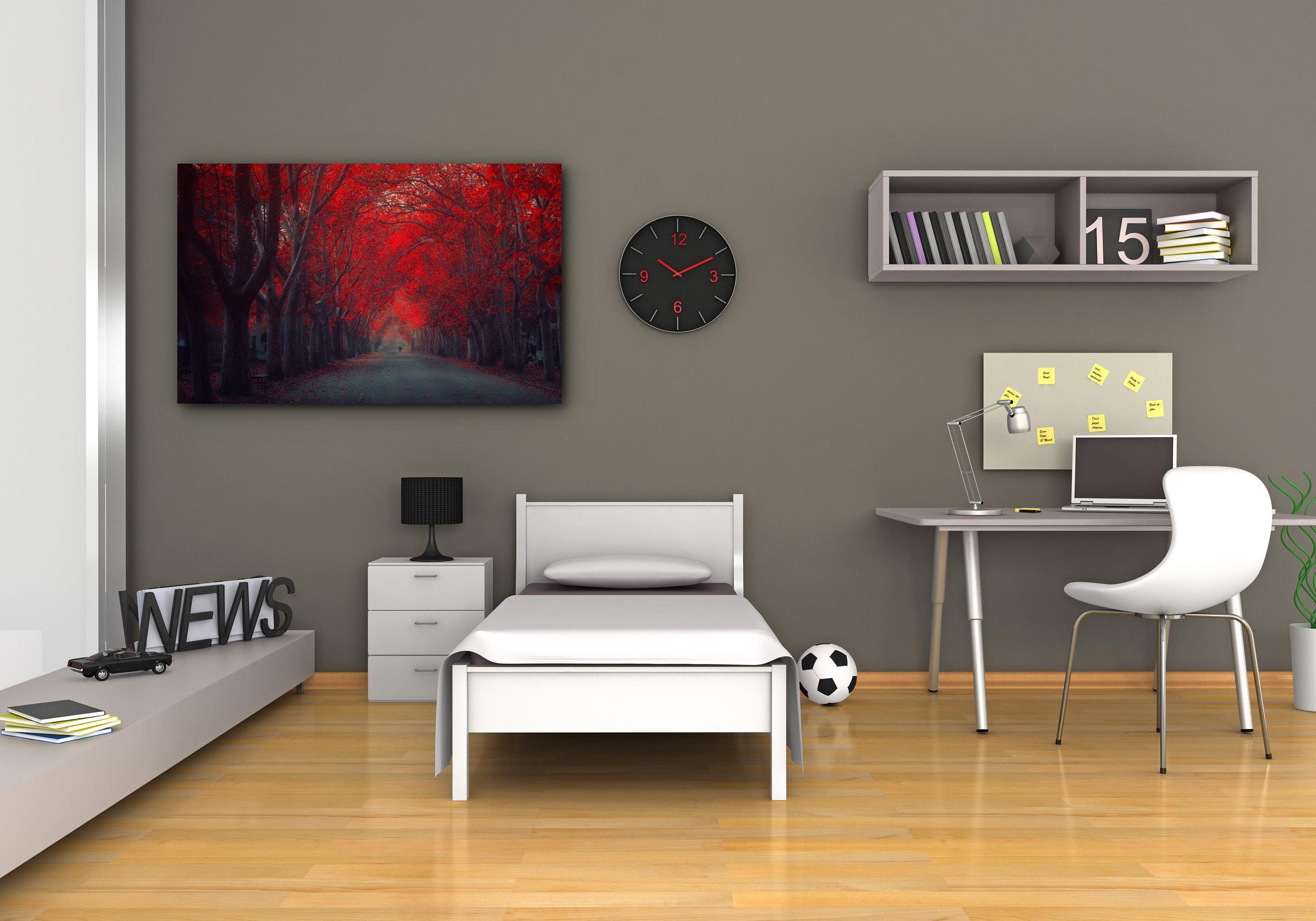 Landscape (red Forest) Canvas Painting, Landscape (red Forest) Canvas ...