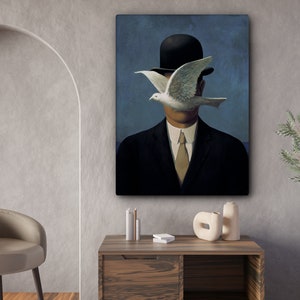 René Magritte (man in A Bowler Hat 1964) Canvas Print, René Magritte ...