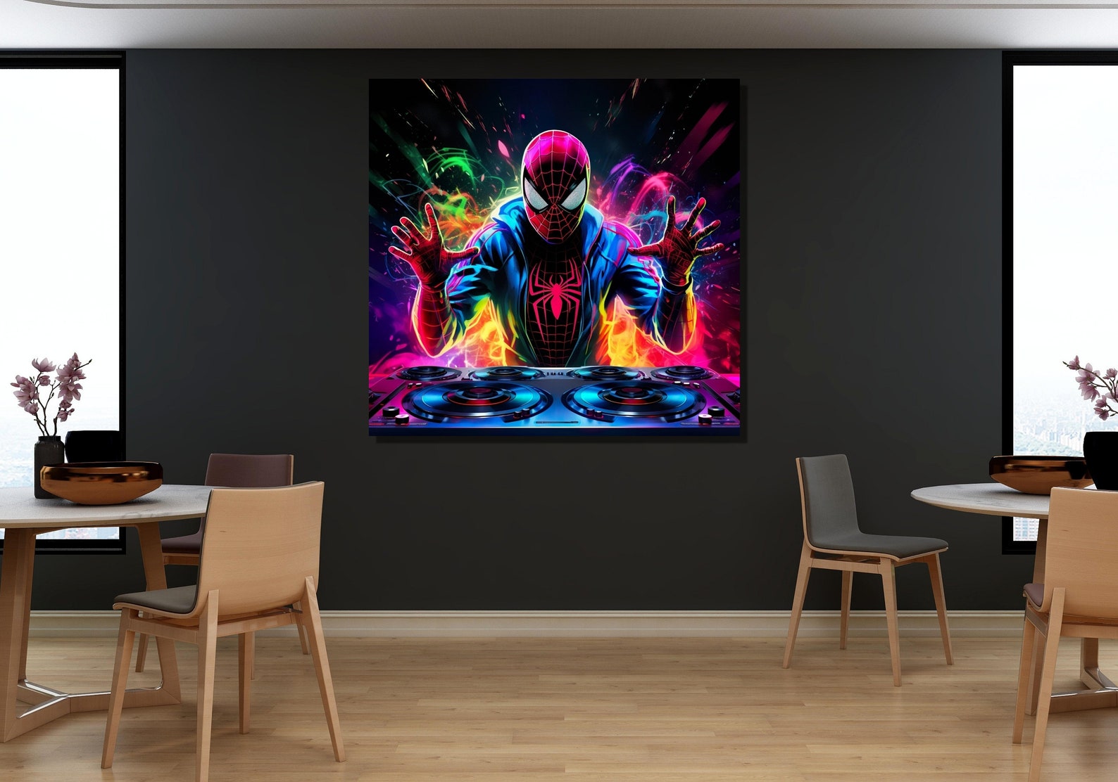 DJ Spiderman Canvas Print, Spiderman Perfect Painting, Spiderman Wall ...