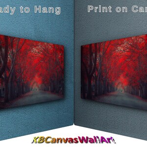Landscape (red Forest) Canvas Painting, Landscape (red Forest) Canvas ...