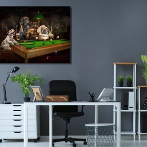 Dogs Playing Billiards Gift Paintings, Dogs Playing Billiards Canvas ...