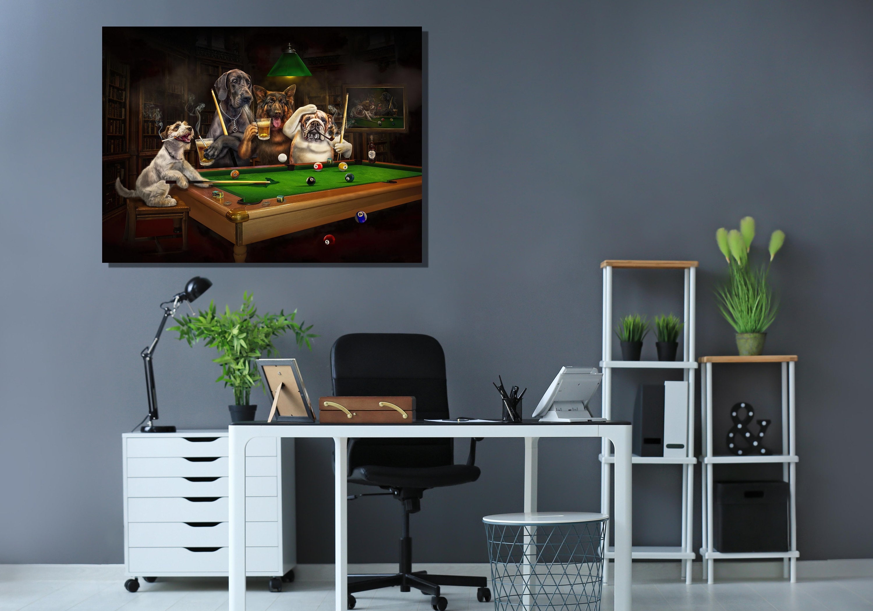 Dogs Playing Billiards Gift Paintings, Dogs Playing Billiards Canvas ...