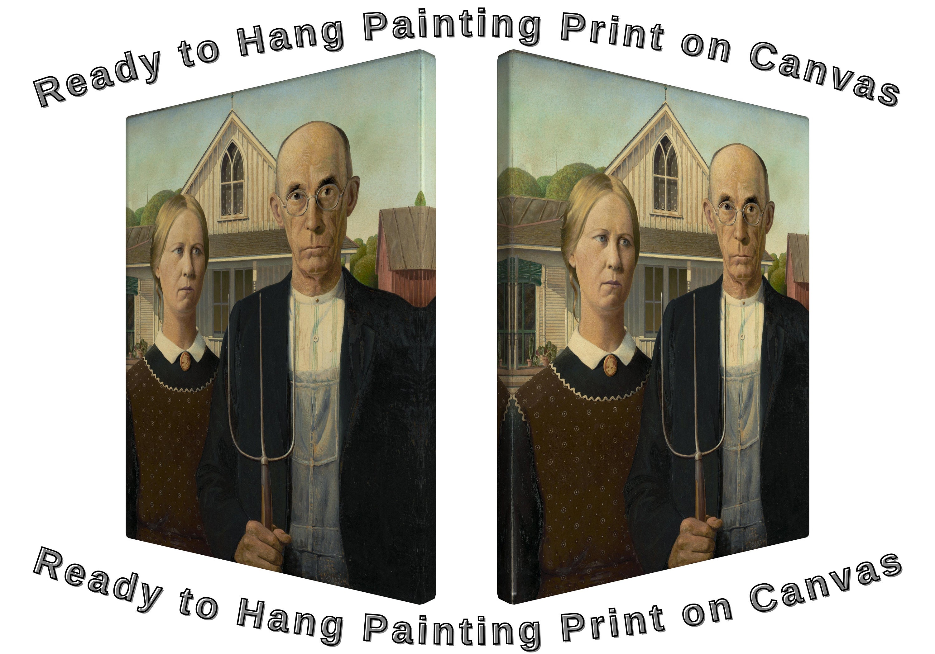 Grant Wood American Gothic Canvas Wall Art, Grant Wood Canvas Print ...