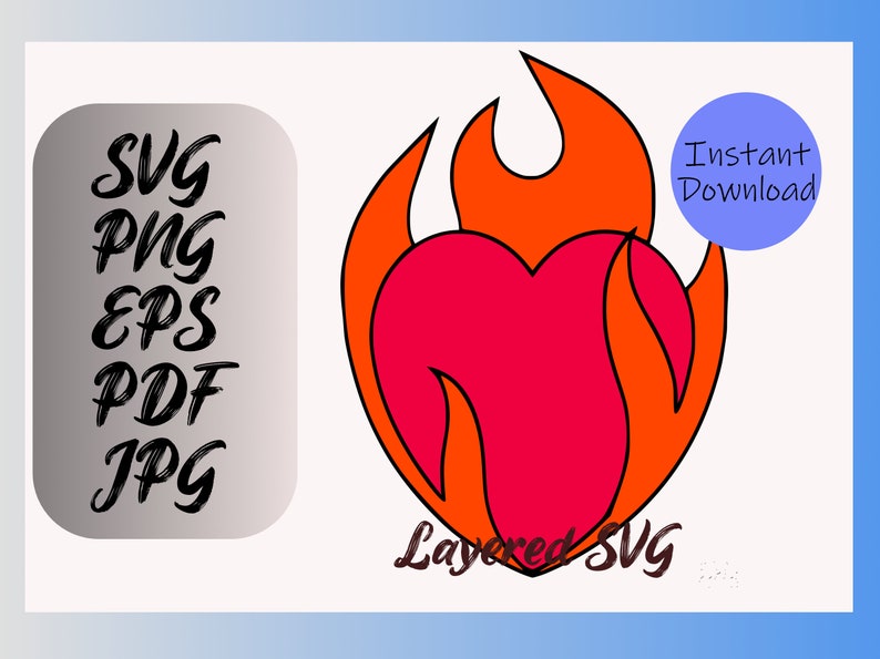 Flaming Heart Instant Digital Download Clipart Svg Pdf - Etsy