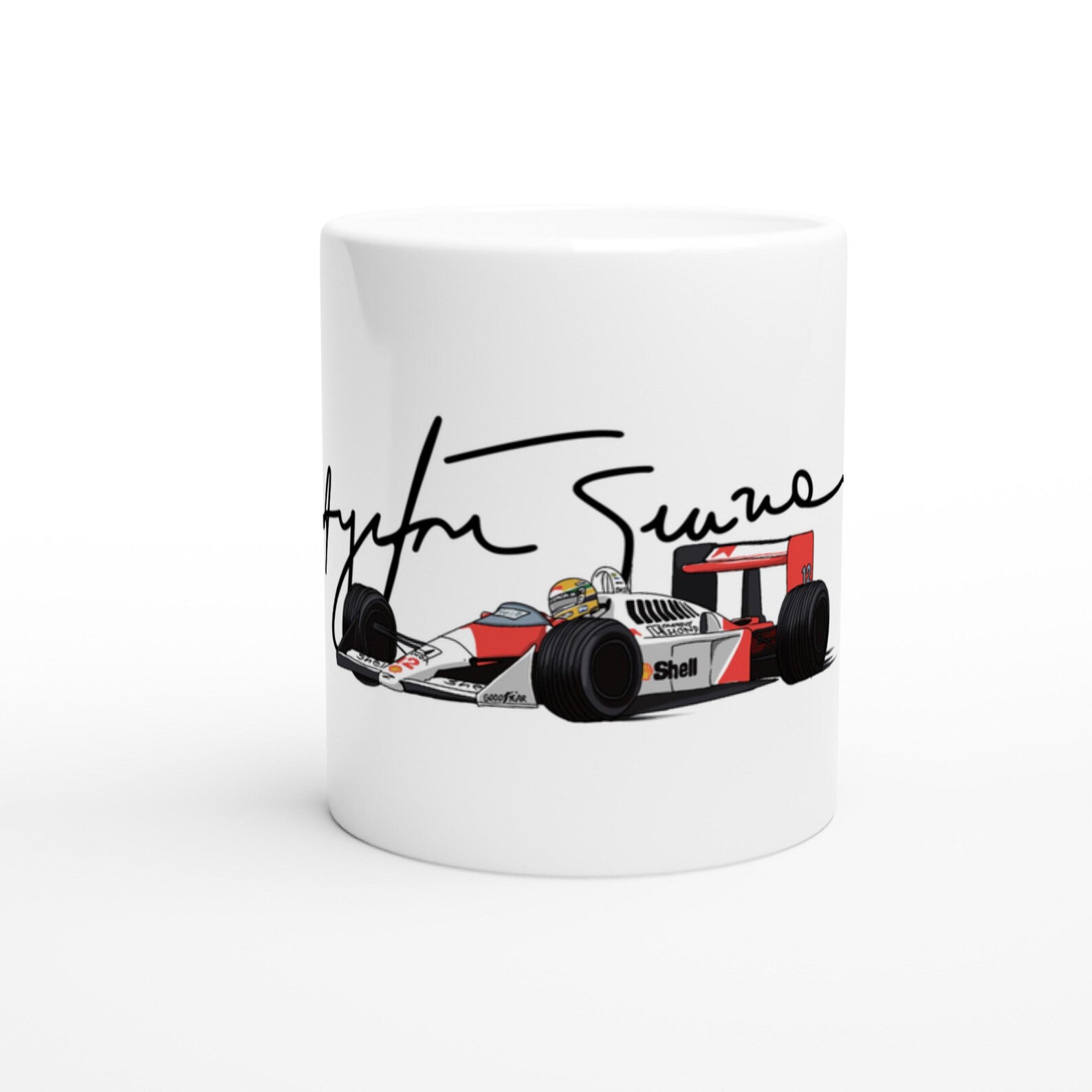 Ayrton Senna / Mclaren / HONDA MP4/4 / Minimalist F1 11oz Mug / Perfect ...