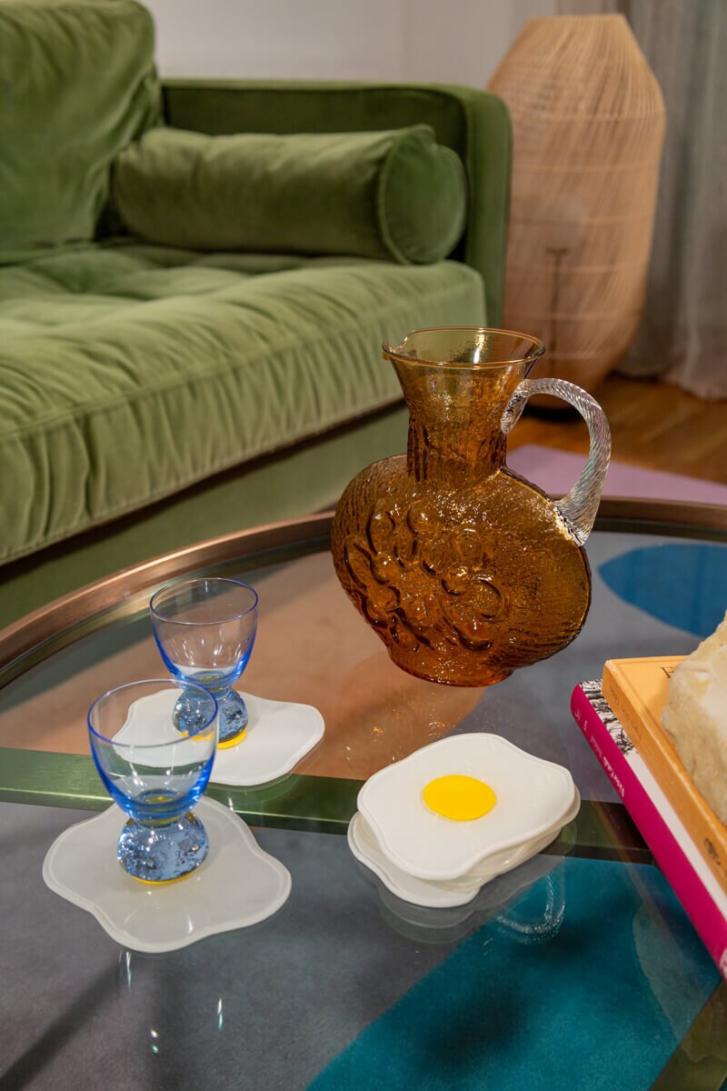 Raw to Fried Egg Glass Coaster Set of Four Squiggled Handmade Gift ...