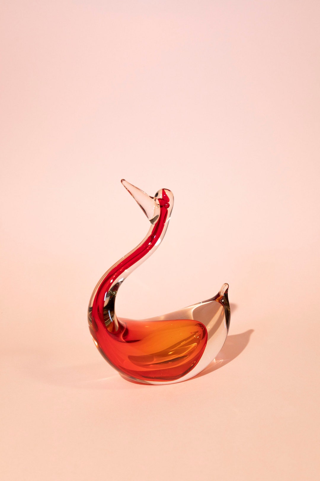 Rare Vintage MCM Red Art Glass Swan Figurine, Murano Attributed Unique ...