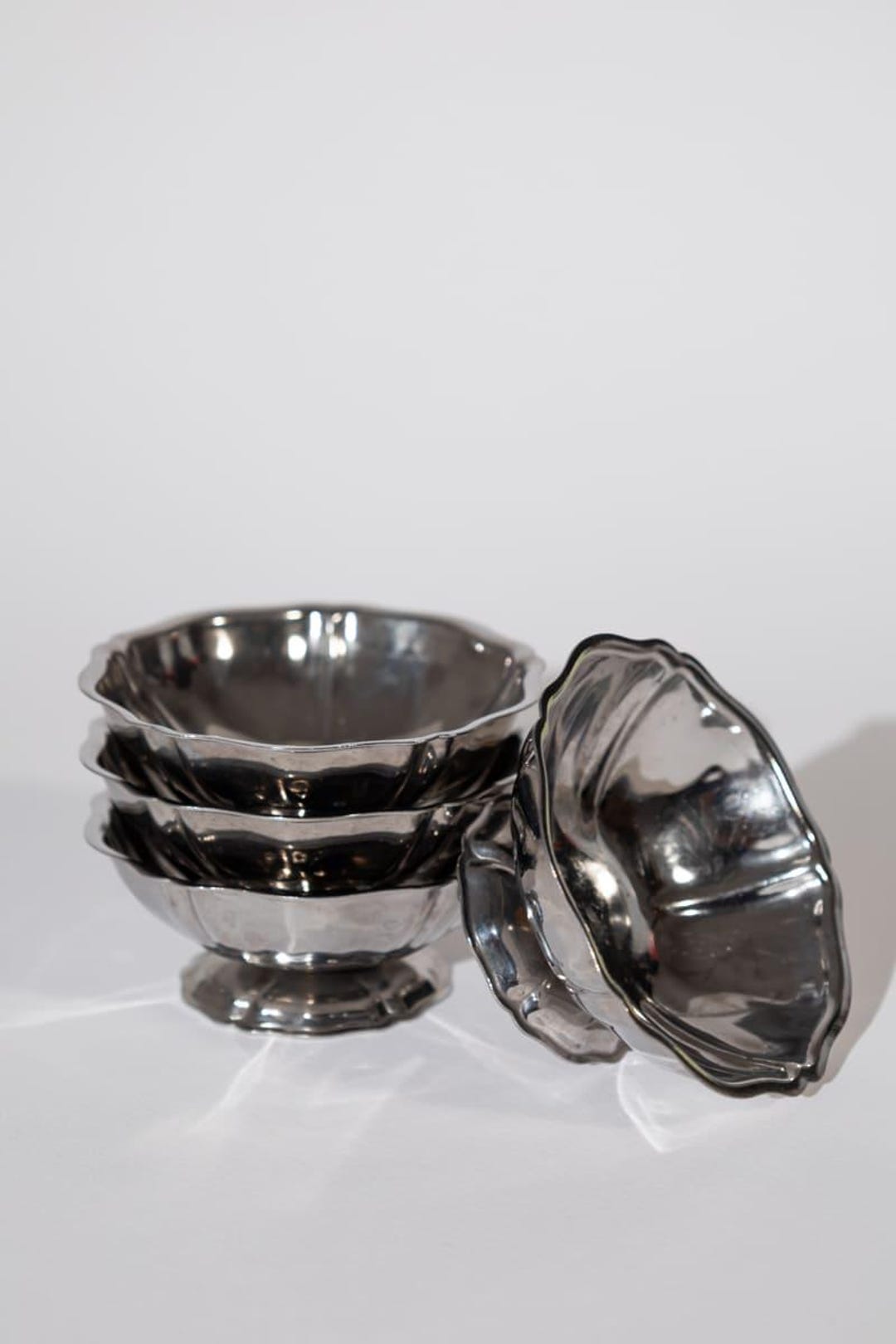 Vintage Adorned Silver Coupes Set of 4 | Stainless Steel Cups, Ice ...