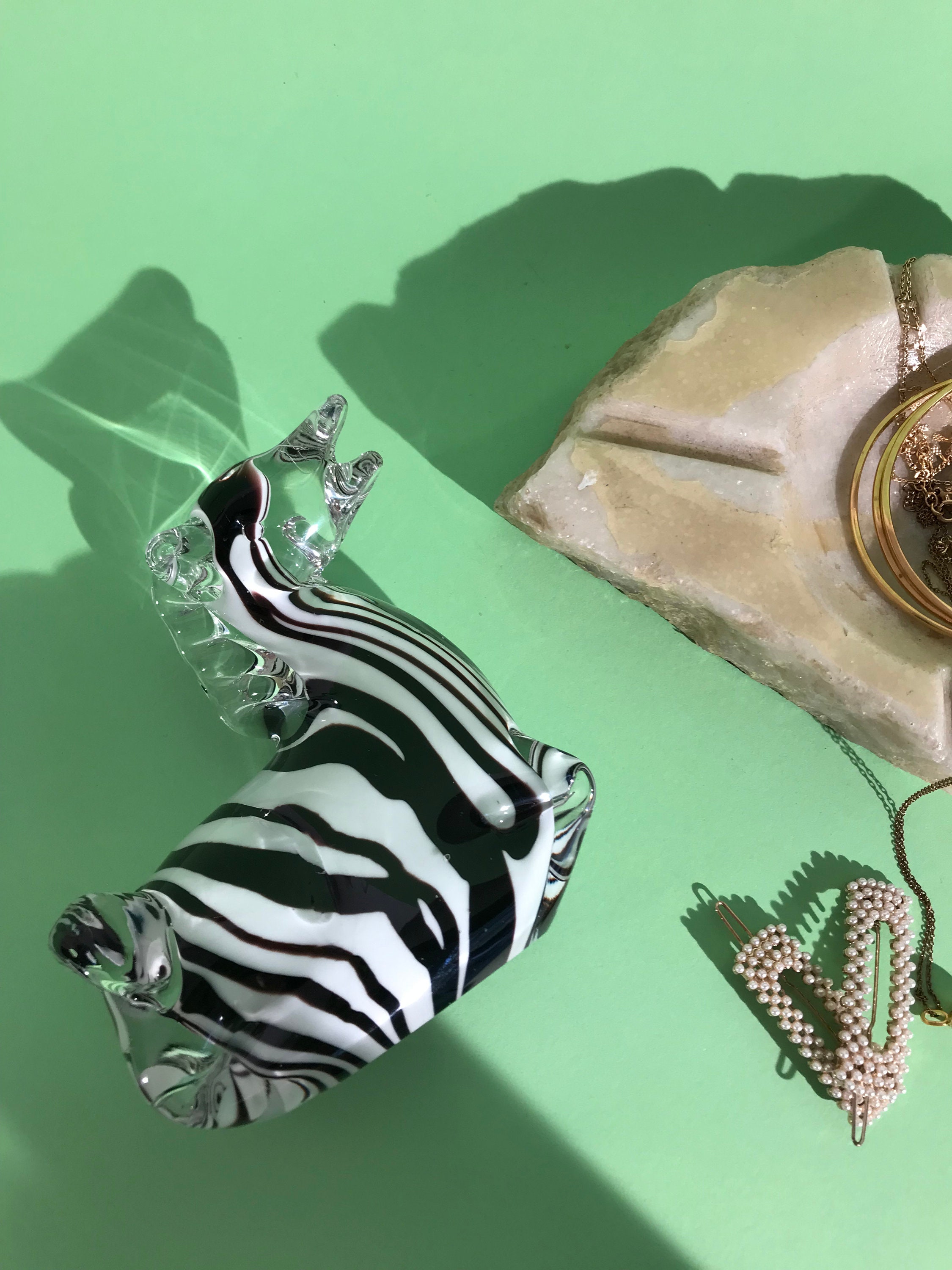 Rare Vintage Mid-century Murano Glass Zebra Figurine, Glass Sculpture ...