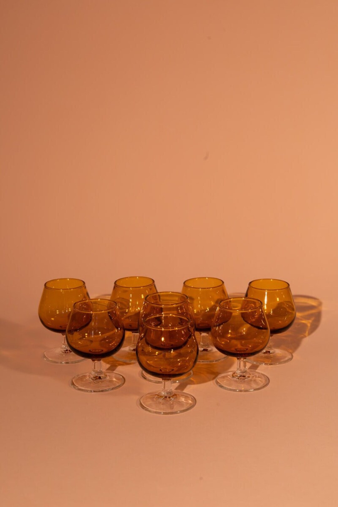 Vintage Spanish Finelsa Amber Glasses Set of Six | Vintage Cognac ...