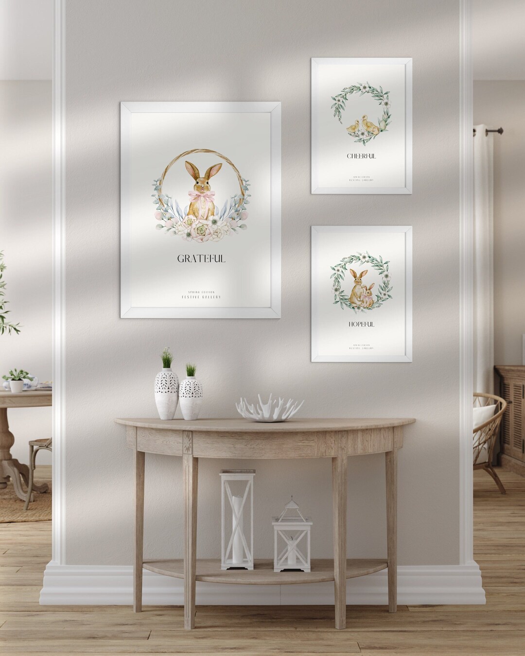 Set of 3 Prints, Easter Wall Art Printable, Spring Wall Art Set, Bunny ...