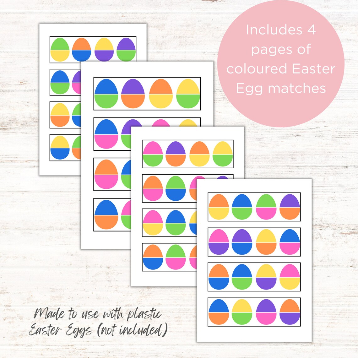 Easter Egg Matching Printable Game, DIY Egg Match, Color Matching ...