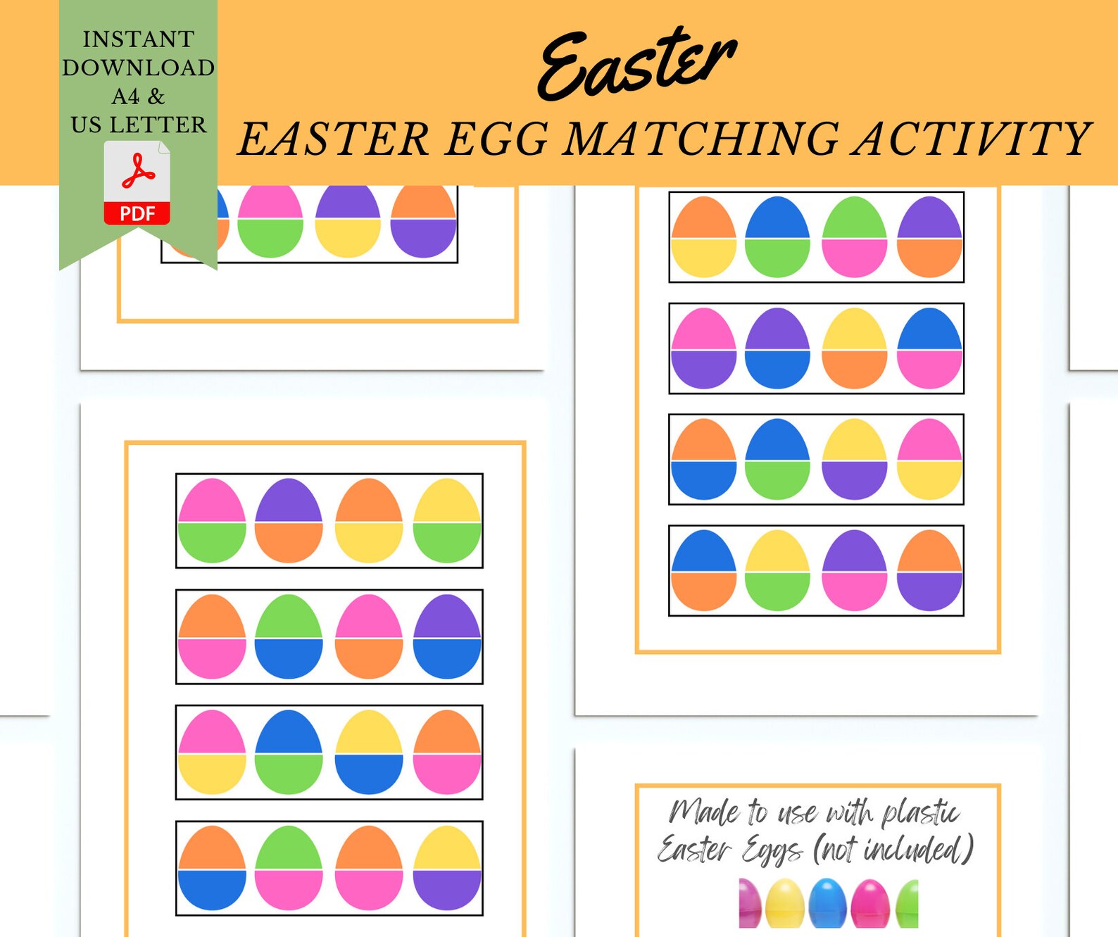 Easter Egg Matching Printable Game, DIY Egg Match, Color Matching ...