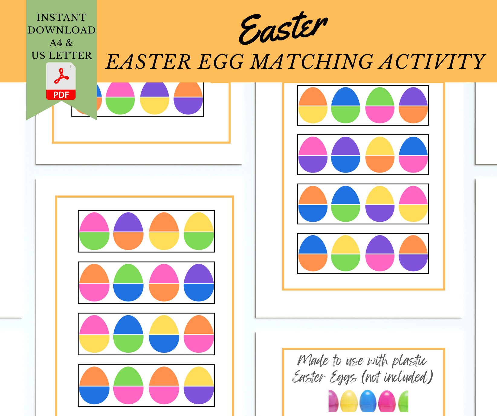 Easter Egg Matching Printable Game, DIY Egg Match, Color Matching ...