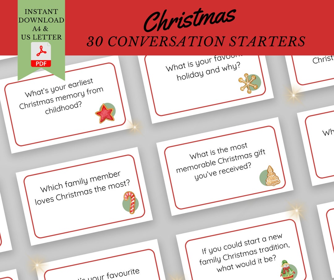 30 Christmas Conversation Starters for Families, Printable PDF Table ...