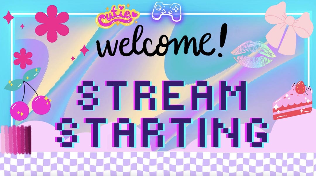 Girly Gamer Twitch Overlays, Basic Pack - Gameplay Overlay, Starting ...