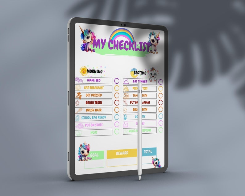 Kids Printable Unicorn Morning & Bedtime Routine Chart With Pictures ...