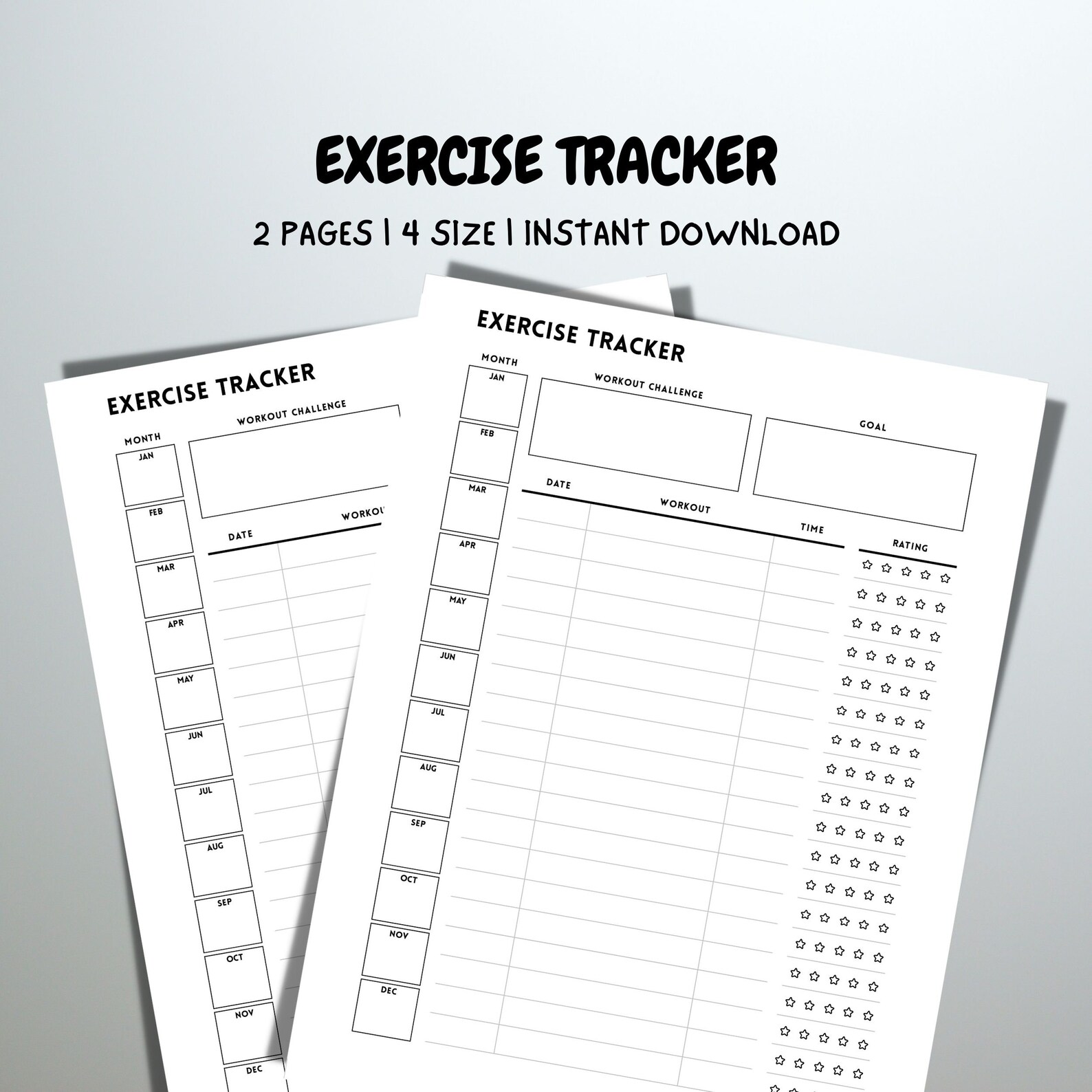 Exercise Tracker: Printable Fitness Log for Tracking Daily Workouts ...