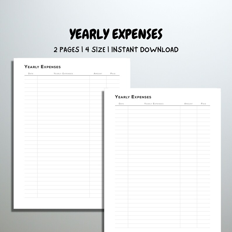 Printable Minimalist Yearly Expenses: Take Control of Your - Etsy