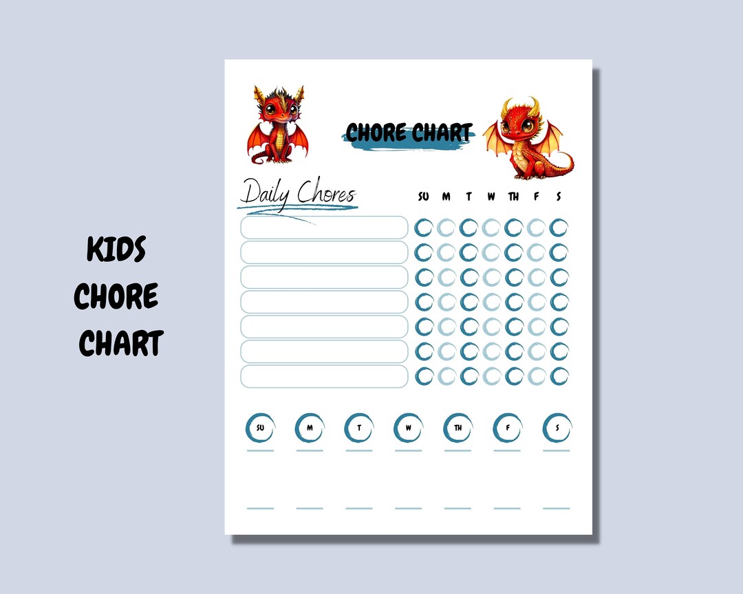EDITABLE Kids Chore Chart Printable Routine Checklist - Etsy UK