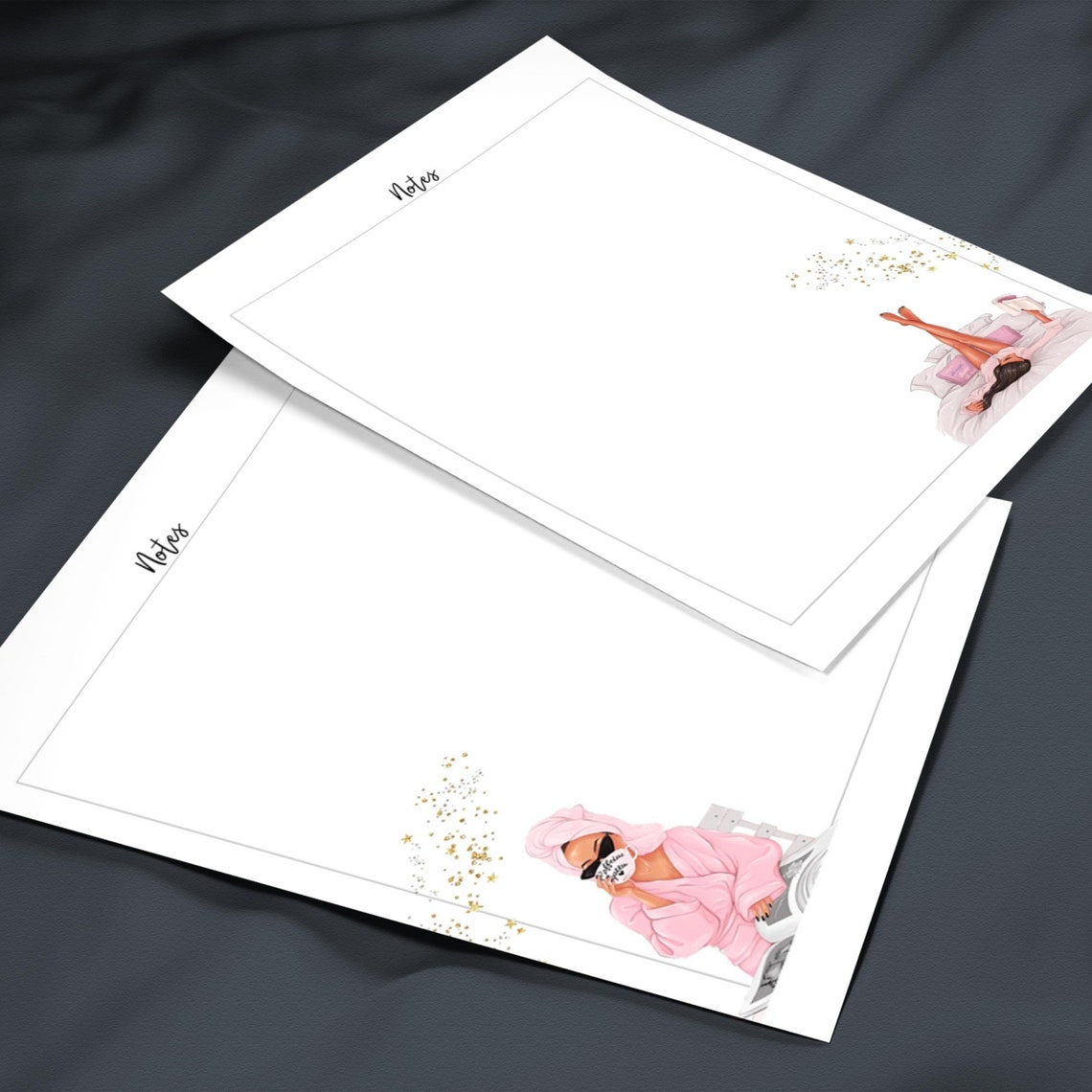 Printable Note Pages With Elegant Designs Fashion Girl Note Taking ...