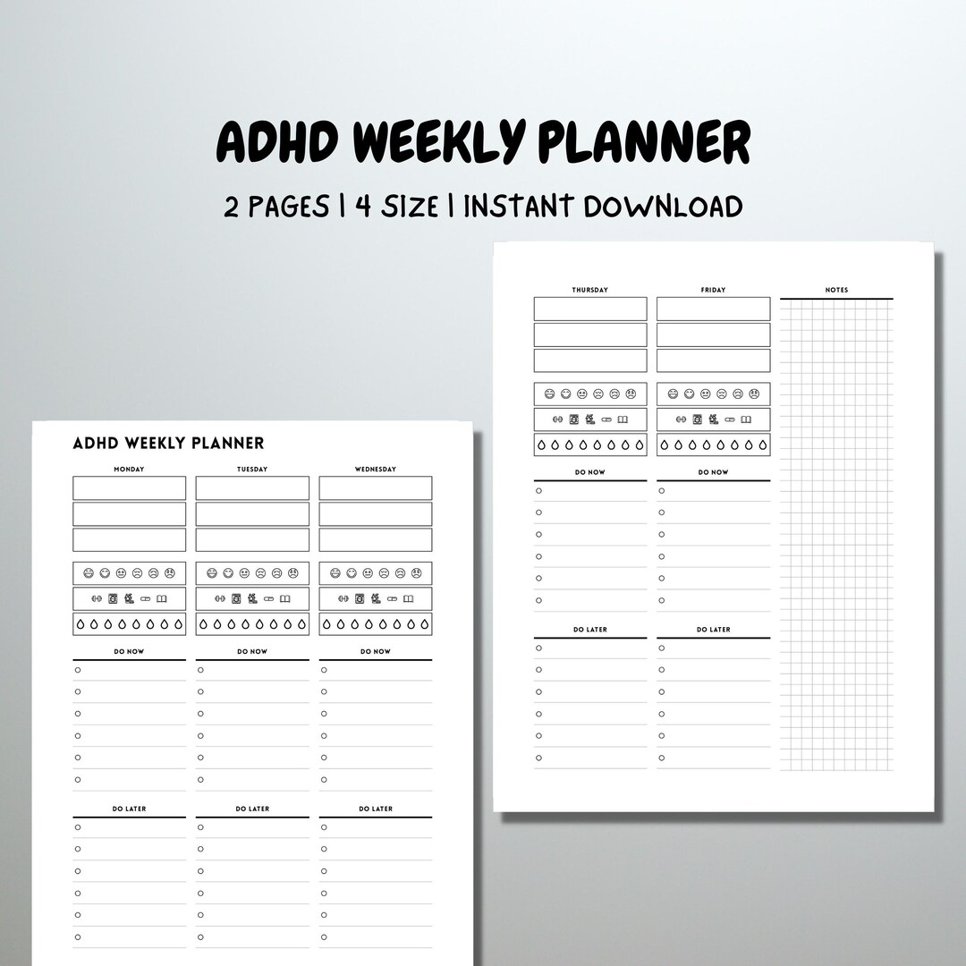 ADHD Weekly Planner: Stay Focused and Organized Printable Minimalist ...