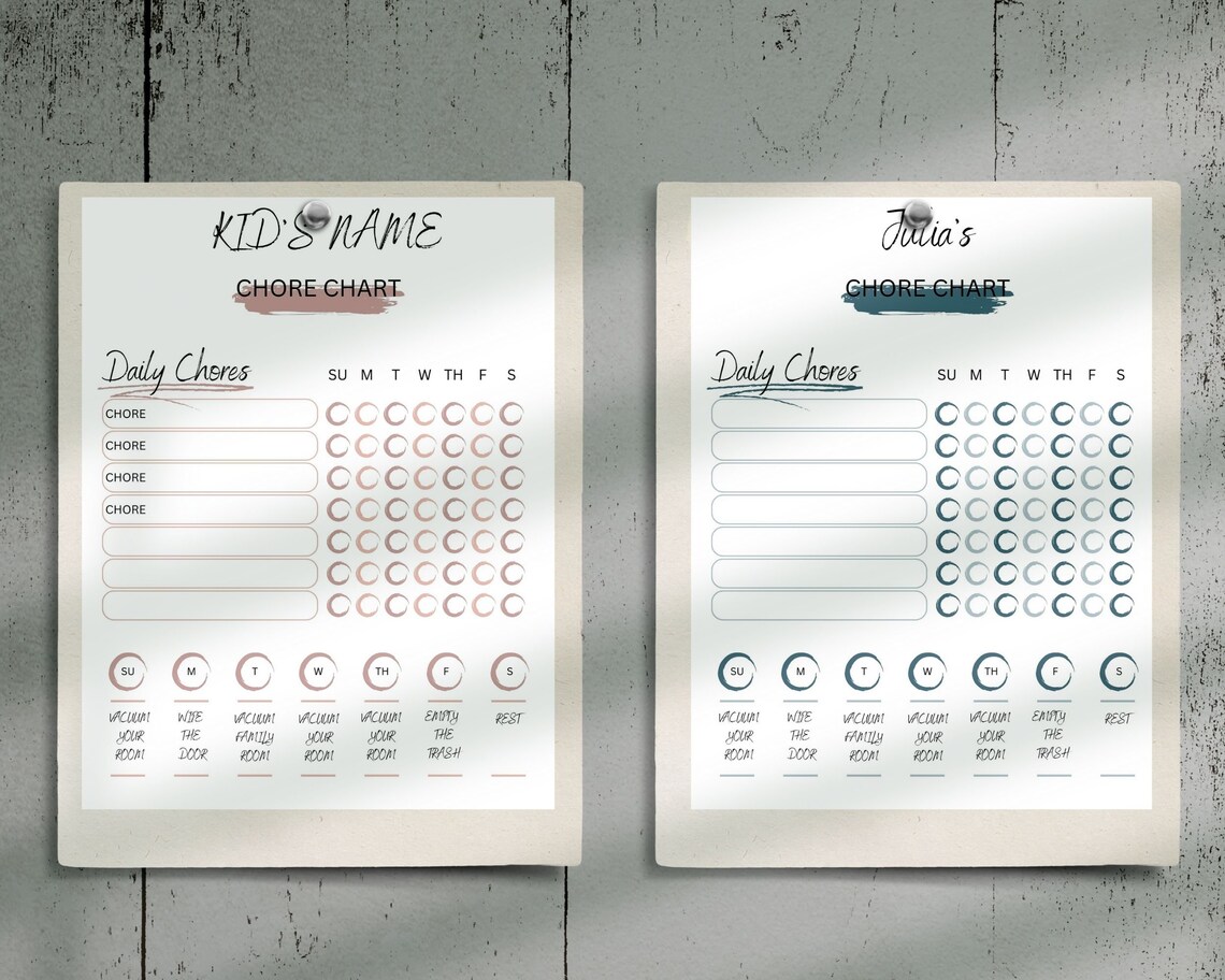 EDITABLE Kids Chore Chart Chore Chart for Kids Printable - Etsy