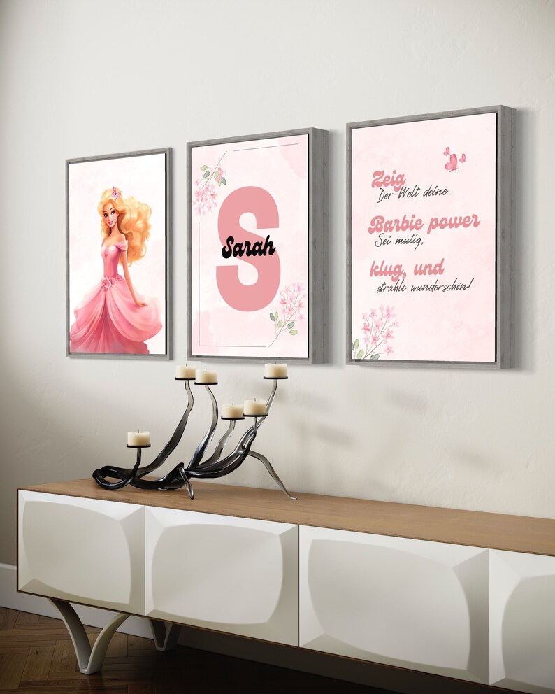 BARBIE NAME SIGN 3 Personalized Letter Poster, Baby Name Wall Sign ...