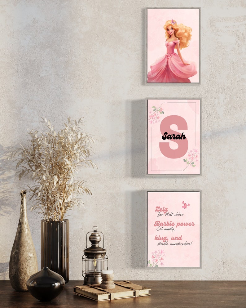 BARBIE NAME SIGN 3 Personalized Letter Poster, Baby Name Wall Sign ...