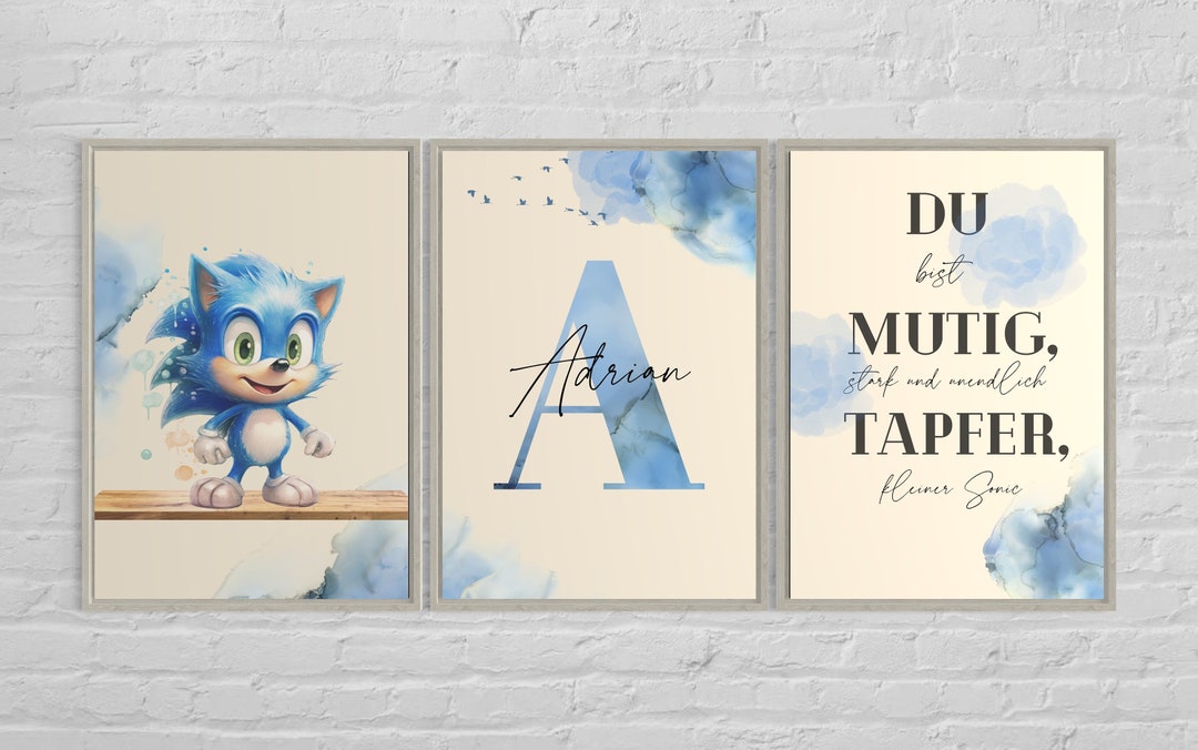 Sonic the Hedgehog Name Poster Set of 3 With Name and Saying - Etsy