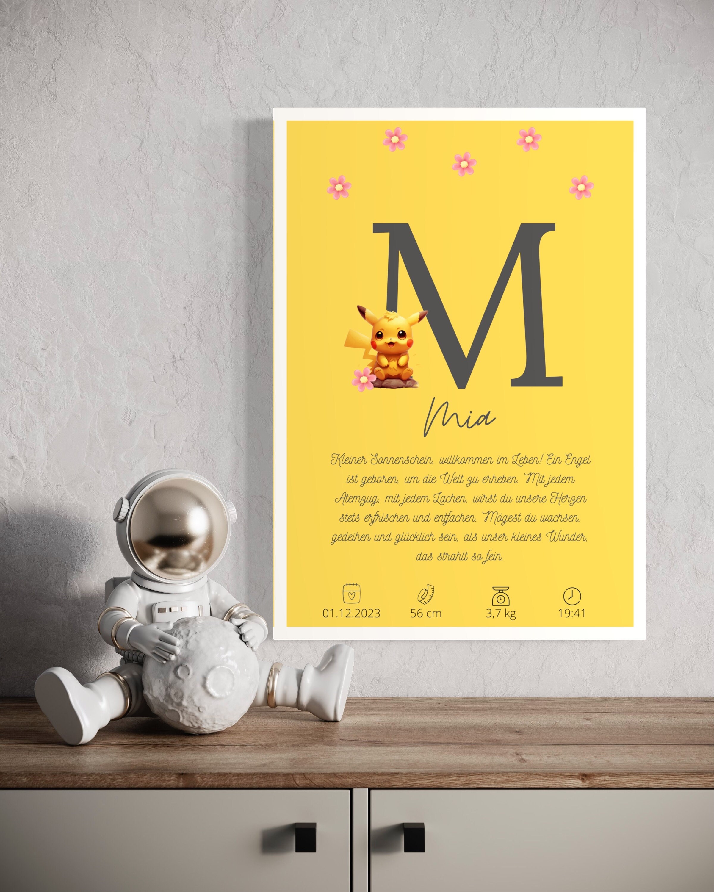 Pikachu Wall Art Baby Name Wall Sign, Initial Letter Sign, Wall Decor ...