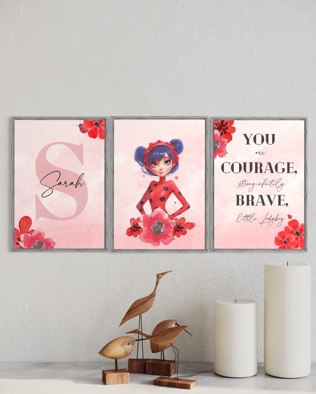 Miraculous Ladybug Name Poster Set of 3 With Name and Saying - Etsy