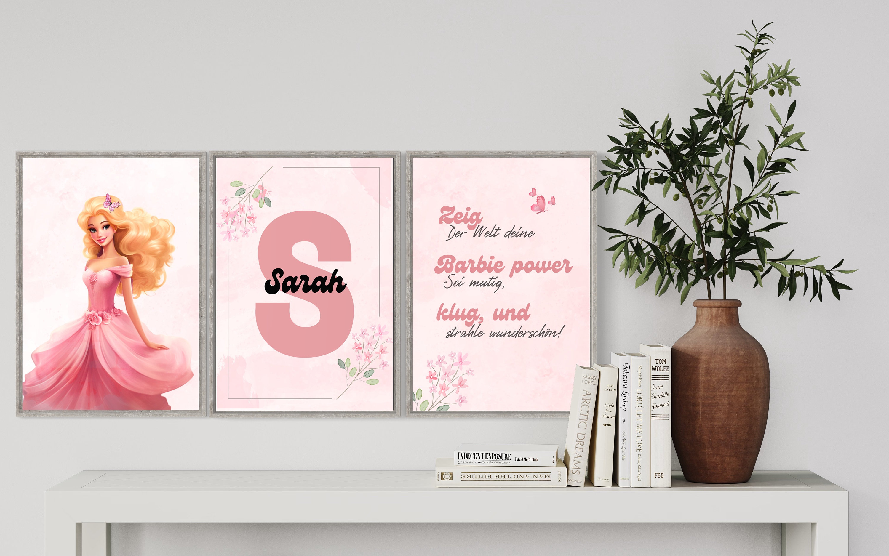 BARBIE NAME SIGN 3 Personalized Letter Poster, Baby Name Wall Sign ...