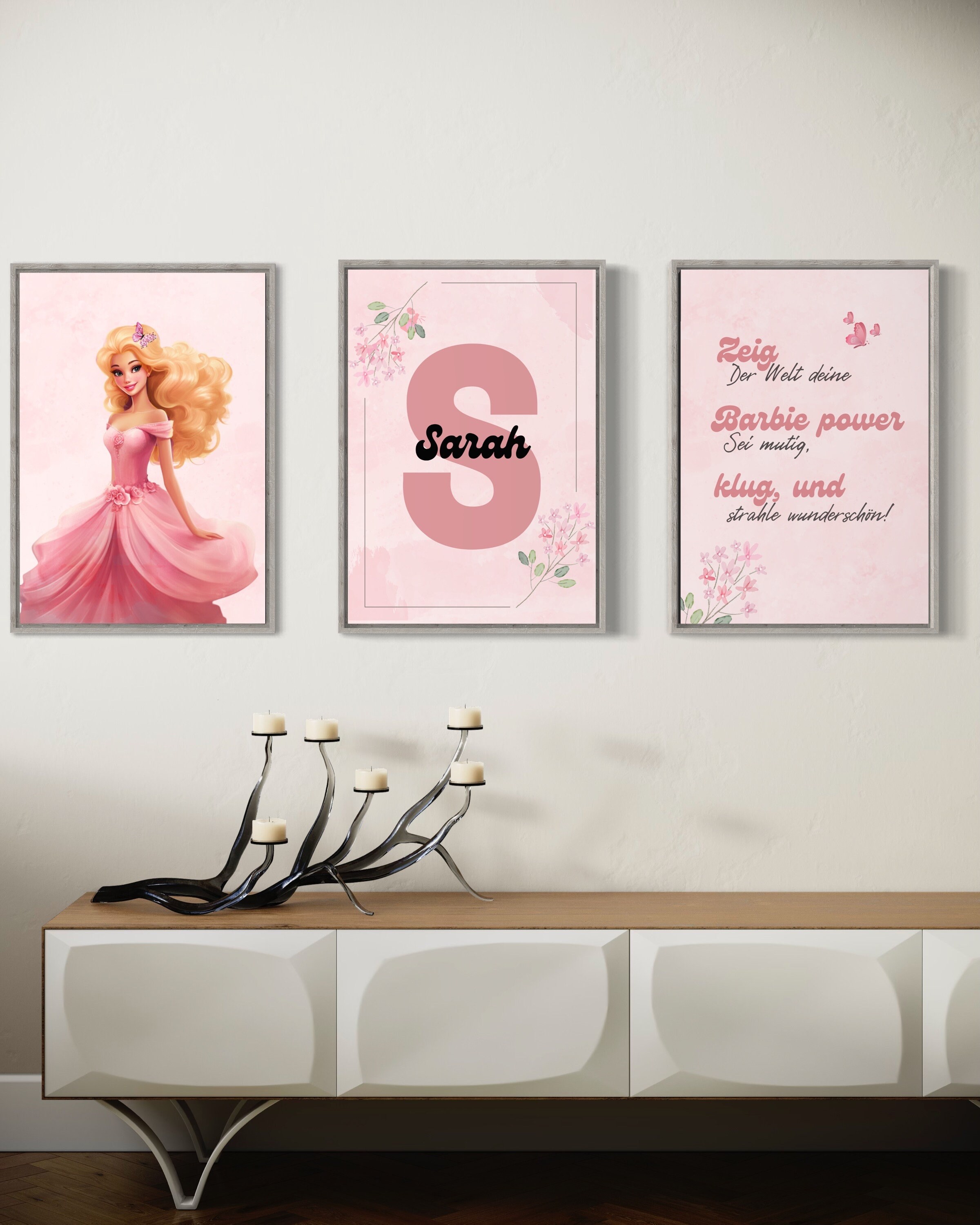 BARBIE NAME SIGN 3 Personalized Letter Poster, Baby Name Wall Sign ...