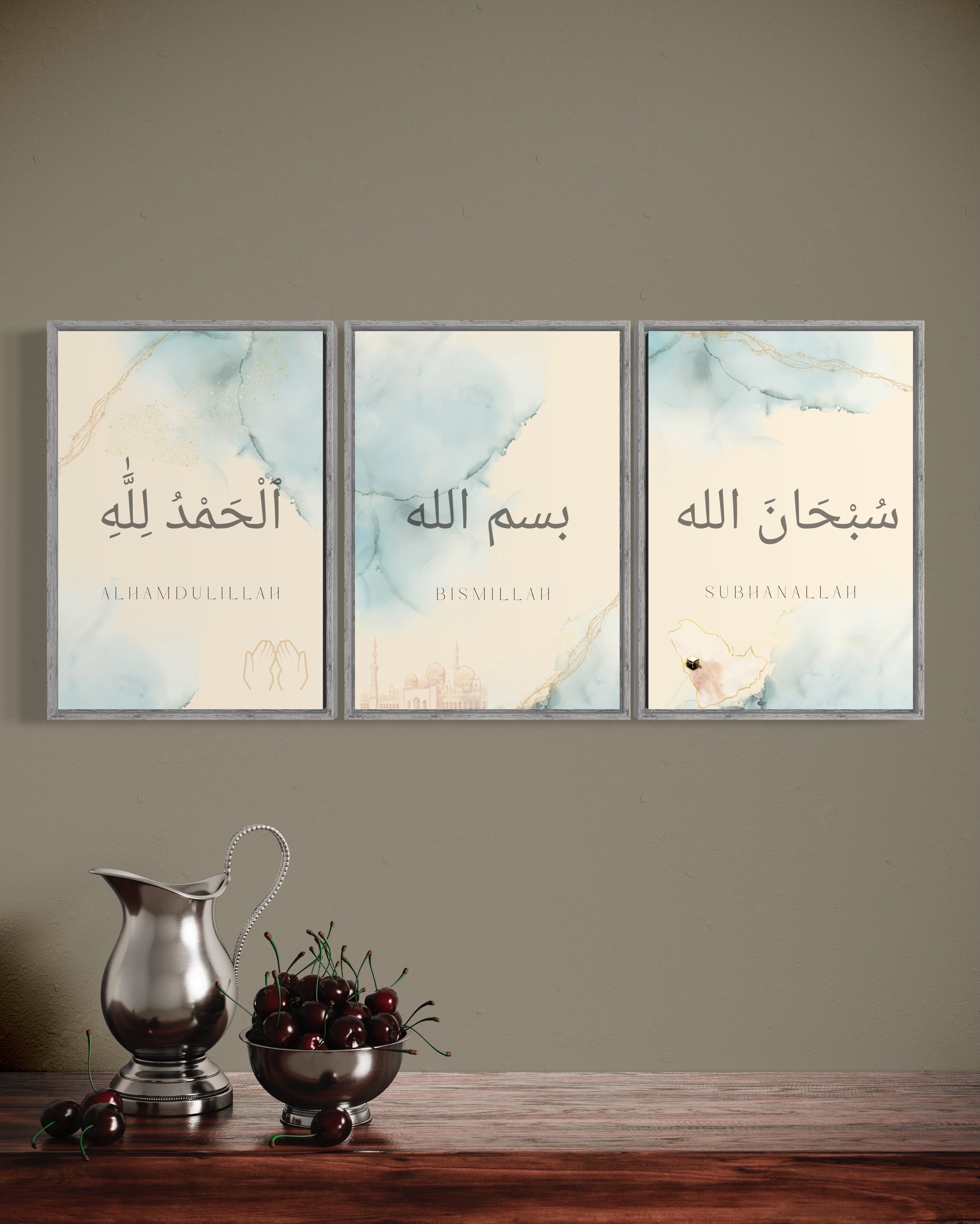 ISLAMIC WALL POSTER - Set of 3 Muslim Poster, Islamic Quote Wall Art ...