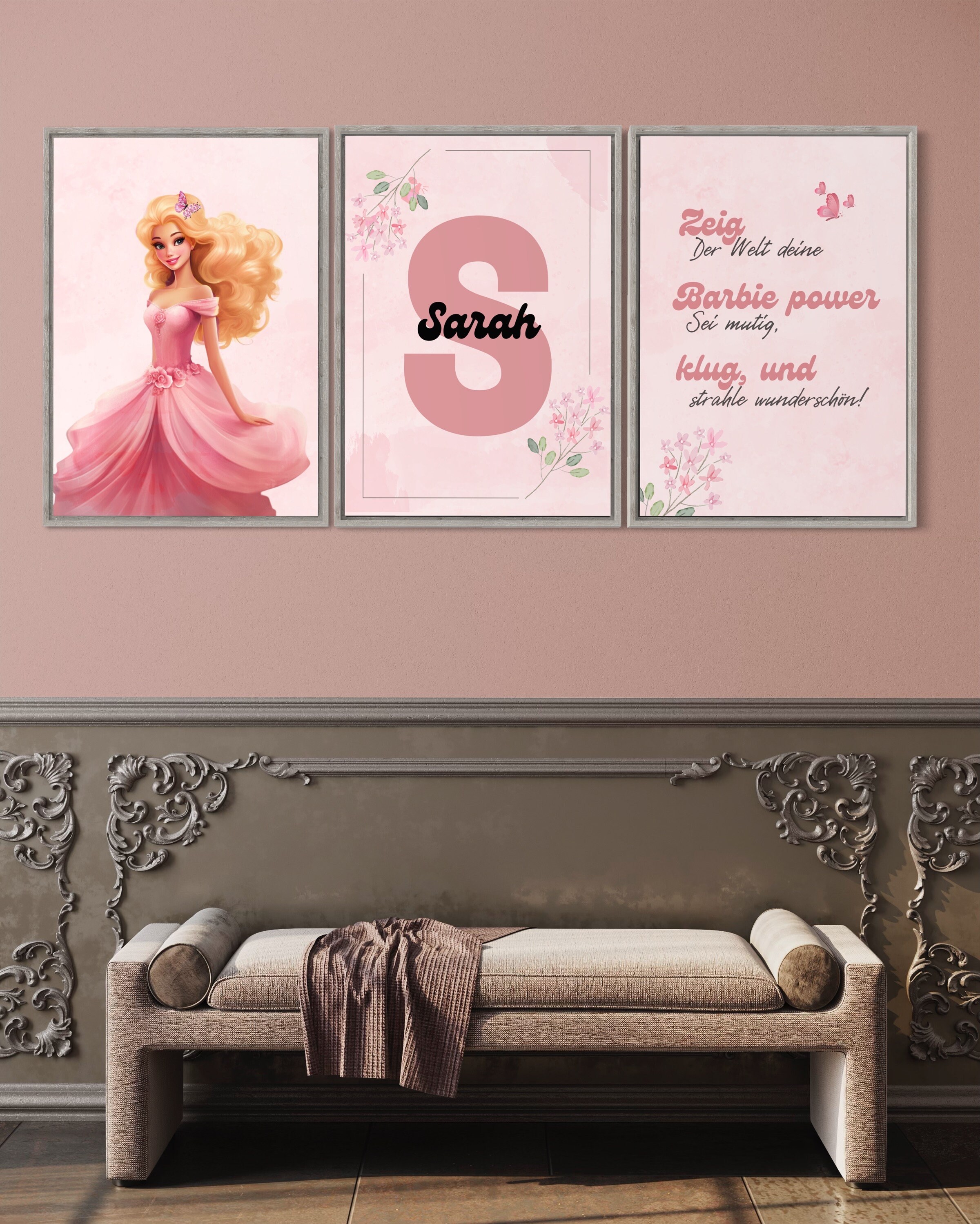 BARBIE NAME SIGN 3 Personalized Letter Poster, Baby Name Wall Sign ...