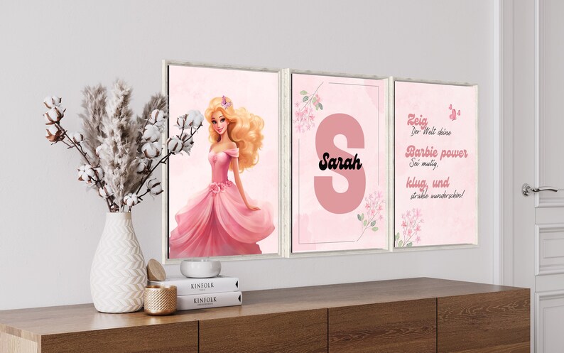 BARBIE NAME SIGN 3 Personalized Letter Poster, Baby Name Wall Sign ...