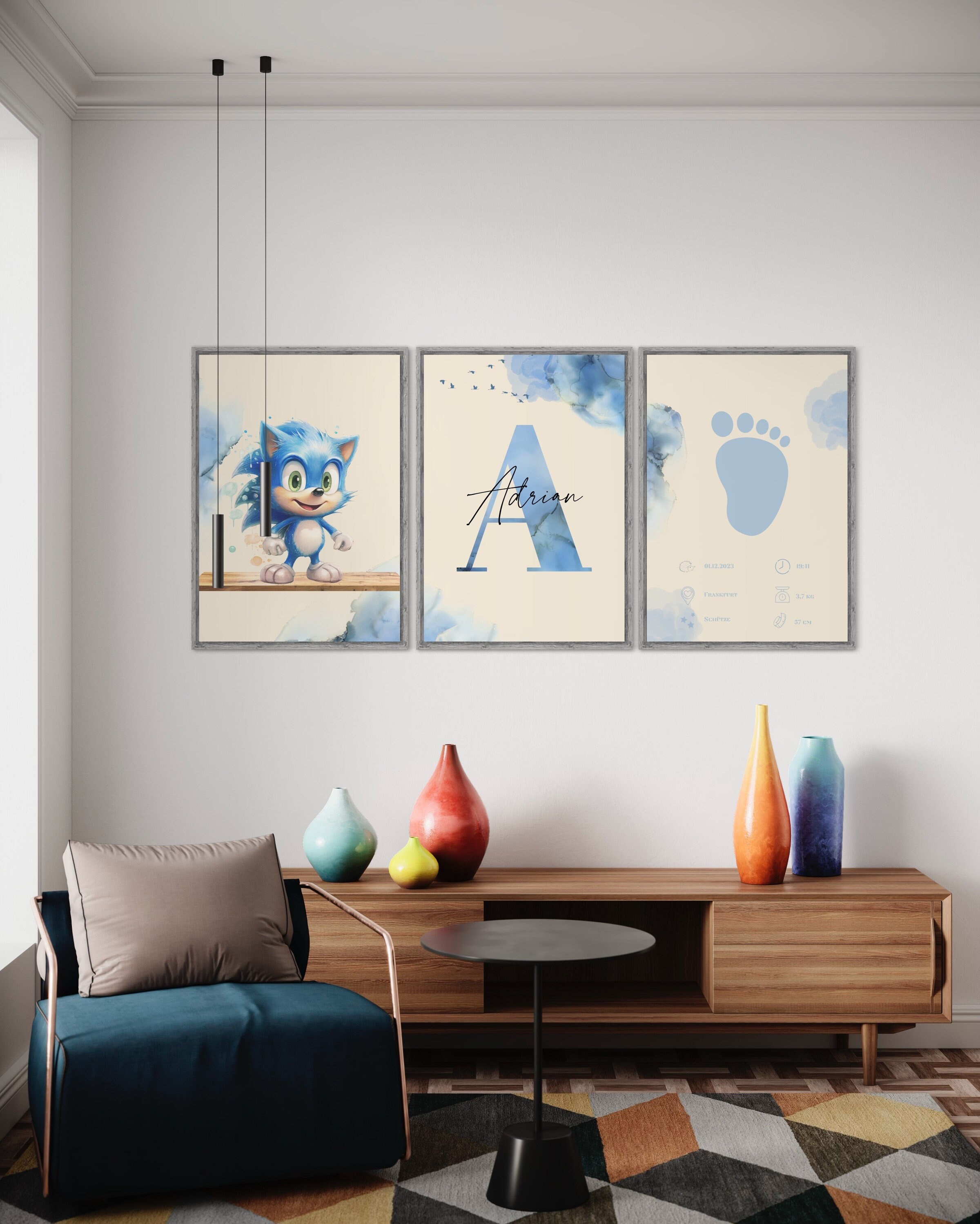Sonic the Hedgehog Name Poster Set of 3 With Name and Details, for ...