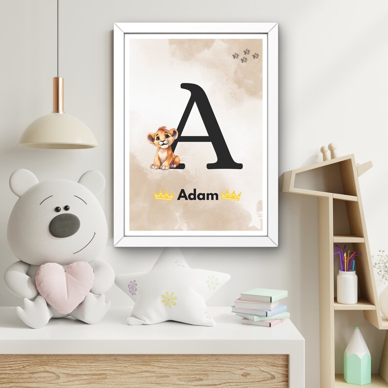 SIMBA WALL ART Simba Lion King Wall Art, Baby Name Wall Sign, Set of 3 ...