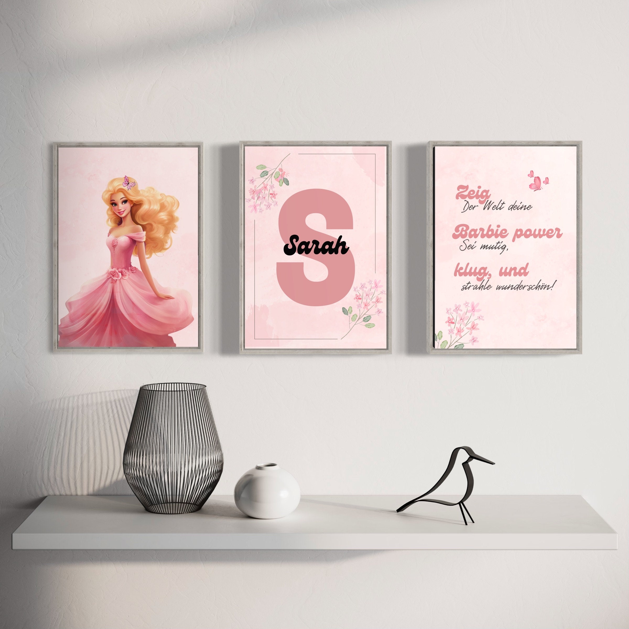 BARBIE NAME SIGN 3 Personalized Letter Poster, Baby Name Wall Sign ...
