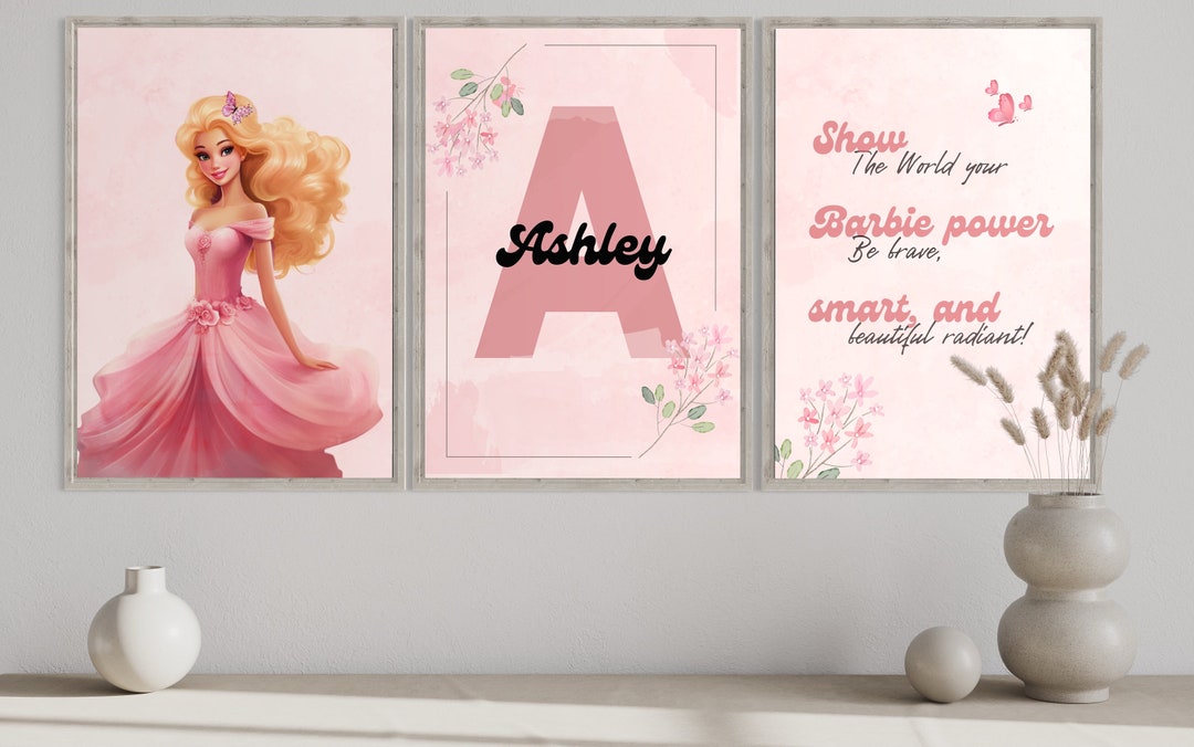 BARBIE NAME SIGN 3 Personalized Letter Poster, Initial Letter Sign ...