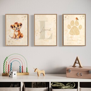 Baby Simba Name Poster Set of 3 With Name Nursery Decoration Gift for ...