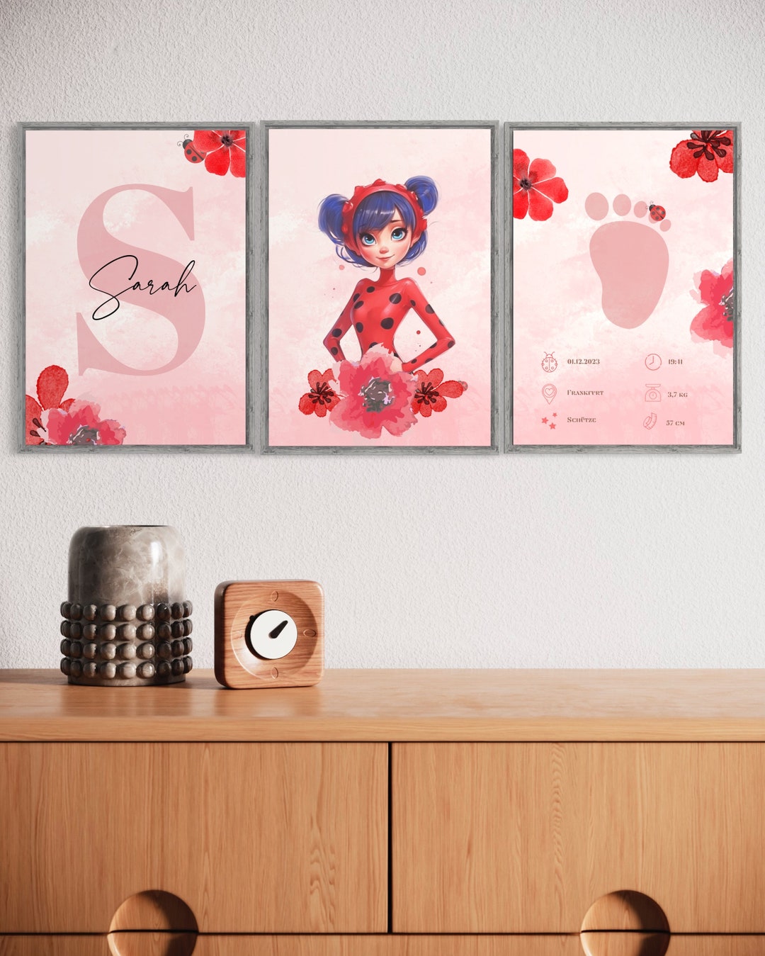 Miraculous Ladybug Name Poster Set of 3 With Name and Saying - Etsy