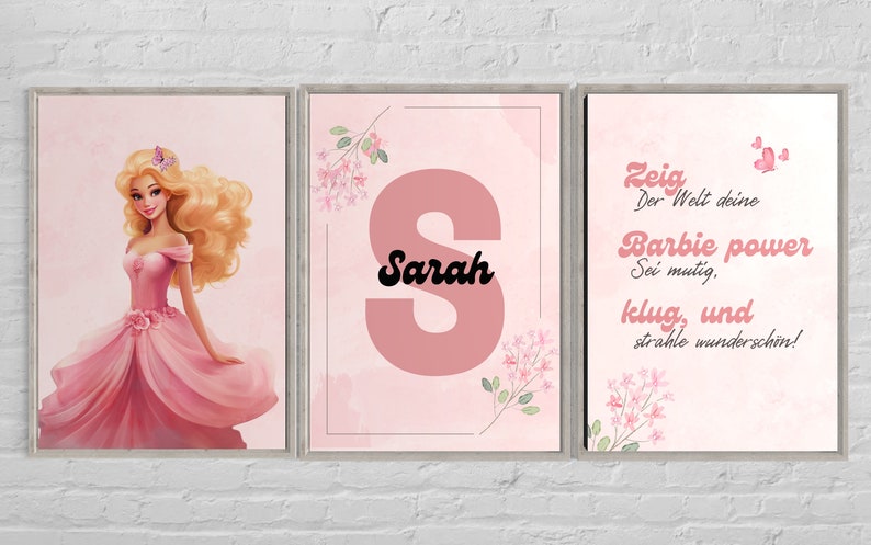 BARBIE NAME SIGN 3 Personalized Letter Poster, Baby Name Wall Sign ...
