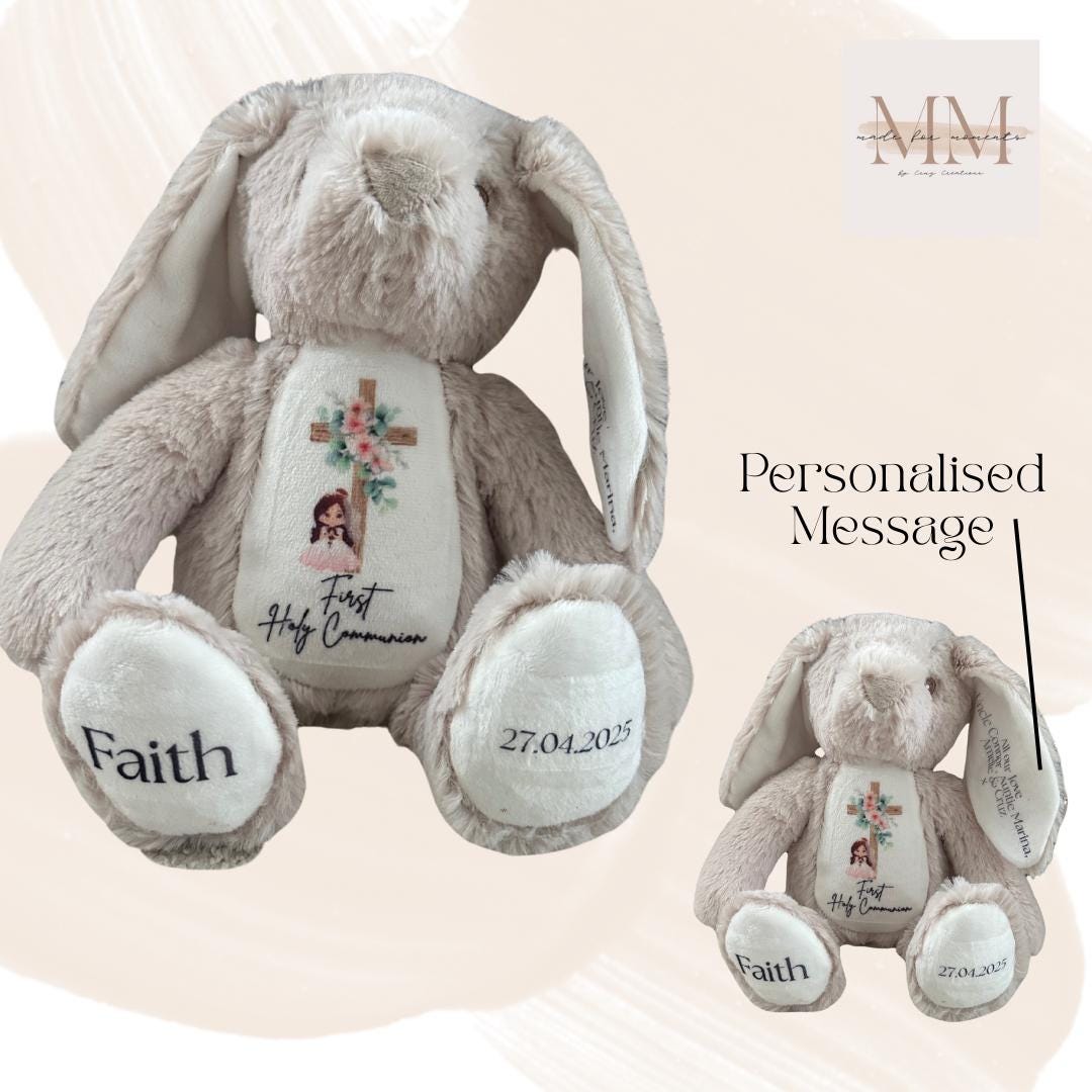 First Holy Communion Personalised Bunny Rabbit Teddy - Etsy