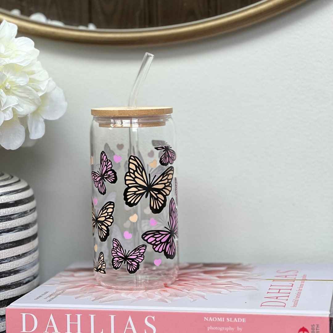 Butterfly Glass Cup | 16oz Glass Beer Can | Butterfly Beer Can Glass ...