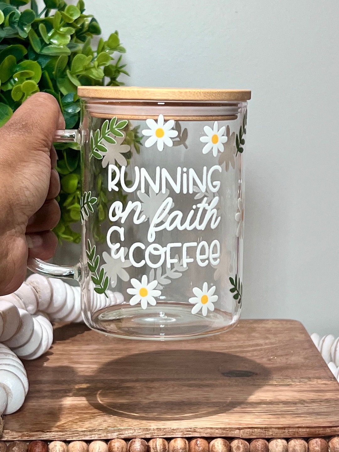 Coffee and Faith Glass Mug | Iced Coffee Cup | Jesus Cup | Christian ...