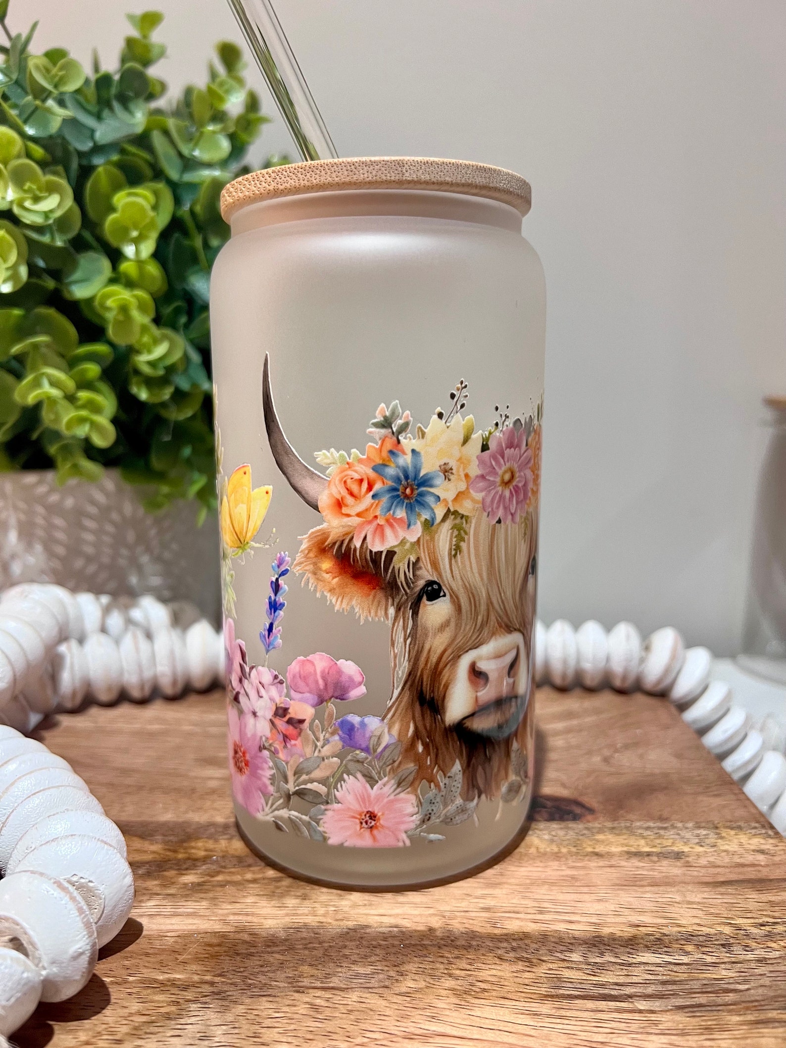 Highland Cow Glass Cup Cow 16oz Iced Coffee Cup Beer Can Glass Cow ...