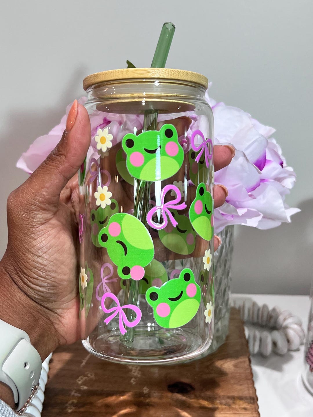 Kawaii Frog Glass Cup, Cute Frog Glass Cup, Kawaii Cuteness Gift ...